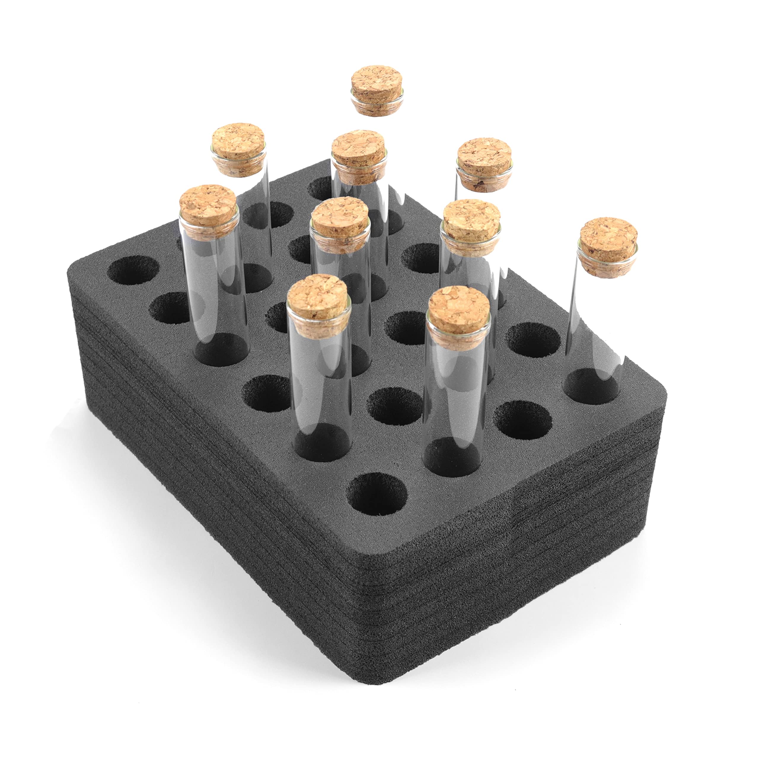 Polar Whale Test Tube Rack Durable Black Foam Storage Holder Organizer Stand Transport Holds 24 Tubes Fits up to 25mm Diameter