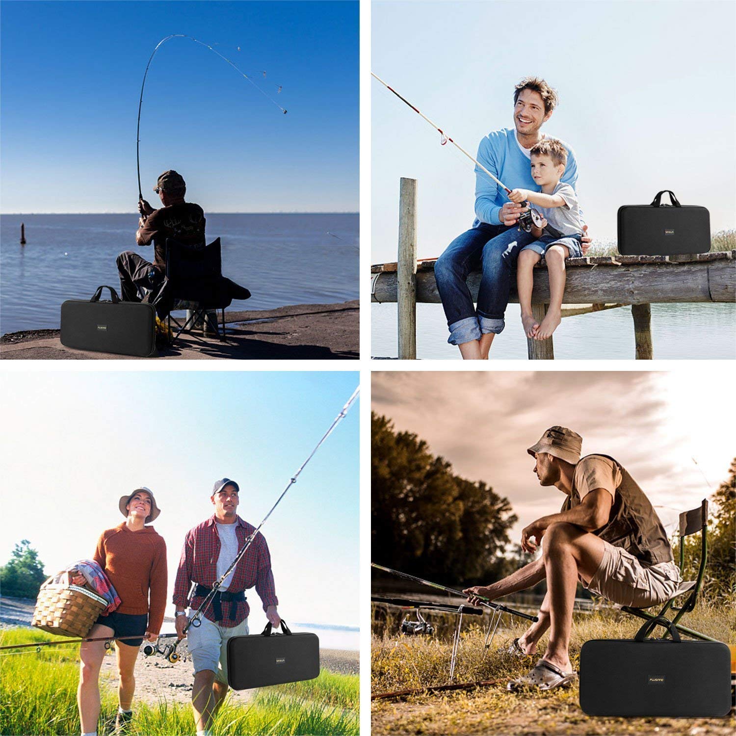 PLUSINNO Fishing Rod and Reel Combos, Fishing Net,Saltwater Freshwater Resistant Fishing Gear