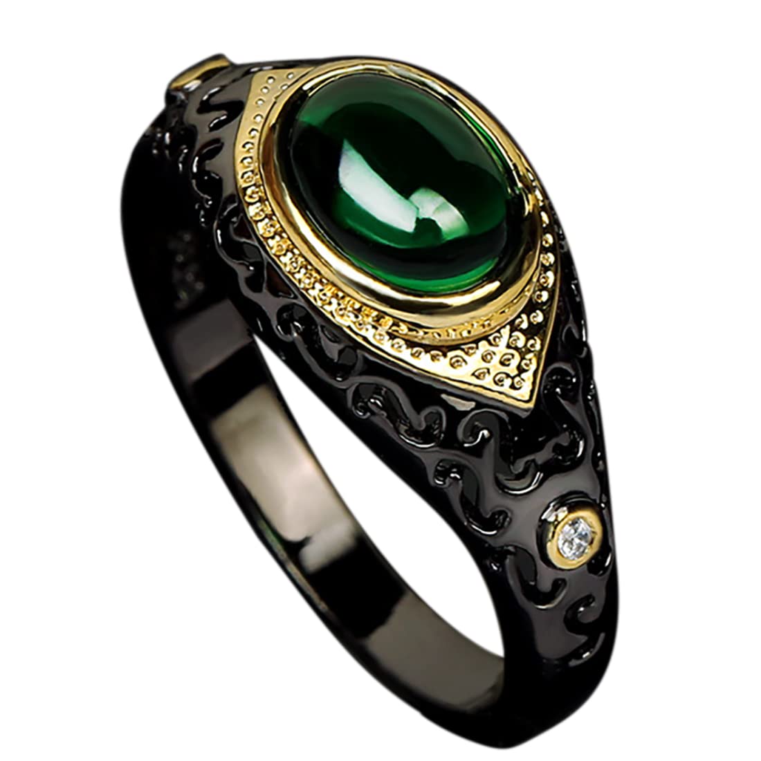 Women's Rings Egg Shape Chrysoprase Rings Natural Emerald Rings Gemstone Rings for Men Women Boys Girls (10)