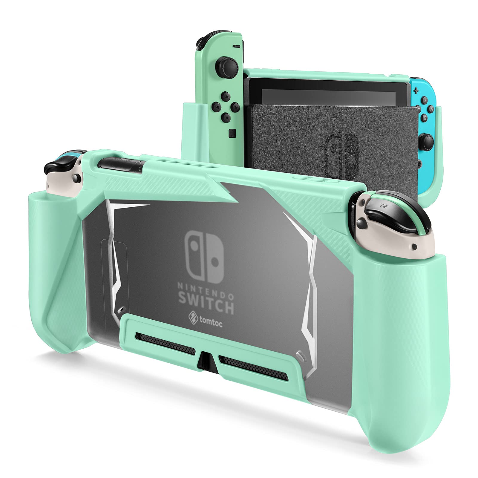 tomtoc Protective Case for Nintendo Switch, TPU Dockable Grip Case with 2 Game Cards Slots, Shock-Absorption and Anti-Scratch Split Cover