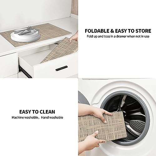 Pastel Taupe Color Faux Jute Fabric Dish Drying Mat Xl For Kitchen Counter Microfiber Absorbent Dish Draining Reusable Washable Large 18"X24"