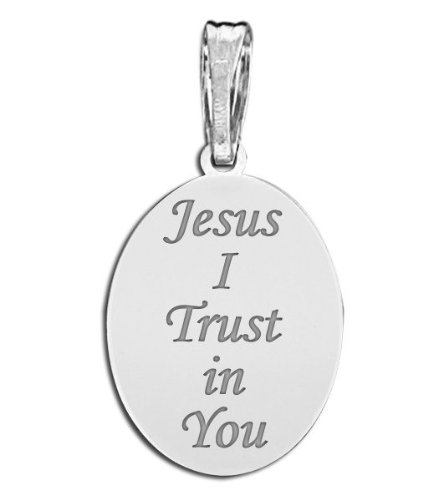 PicturesOnGold.com Divine Mercy Doubled Sided Scallopped Oval Religious Medal 1/2 X 2/3 Inch Size of Dime, Solid 14K Yellow Gold