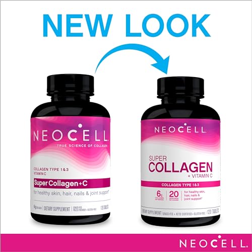 NeoCell Super Collagen Plus Vitamin C, Skin, Hair and Nails Supplement, Includes Antioxidants, Tablet, 120 Count, 1 Bottle