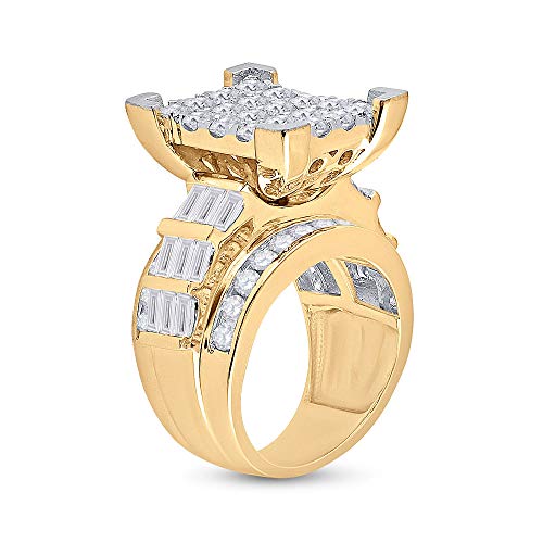 Women's Solid 14kt Yellow Gold Round Diamond Cluster Bridal Wedding Engagement Ring 4 Cttw Ring Size 7