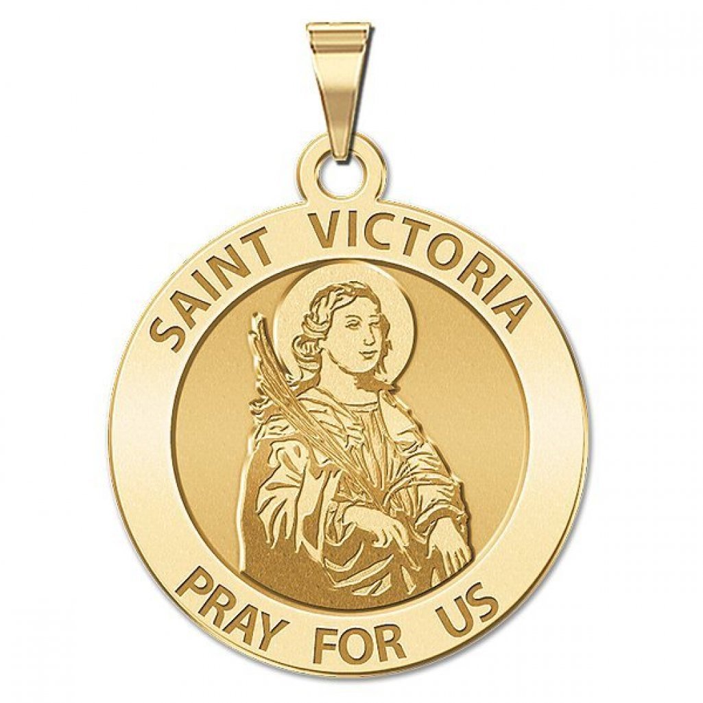 PicturesOnGold.com Saint Victoria Religious Medal - 2/3 Inch Size of Dime, Sterling Silver