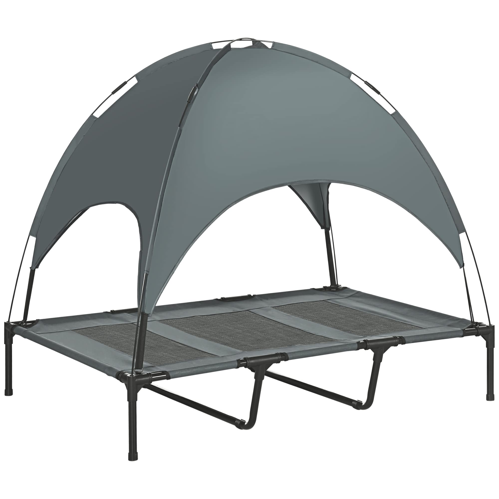 PawHut Elevated Portable Dog Cot Cooling Pet Bed With UV Protection Canopy Shade, 48 inch