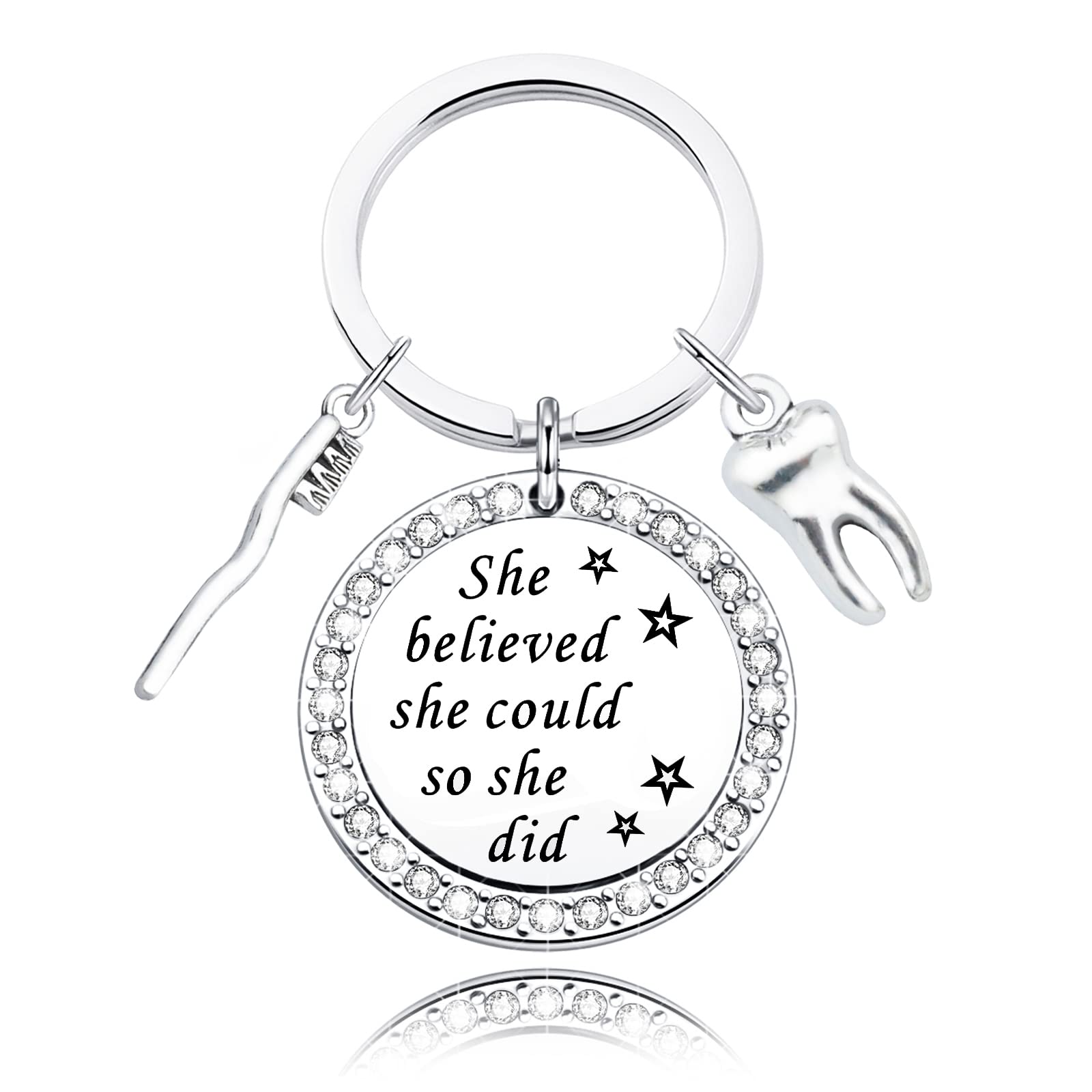 YWQBZ Dentist Jewelry Dentist Keychain She Believed She Could So She Did Keychain Dentist Graduation Gift (Dentist-she believed KS)
