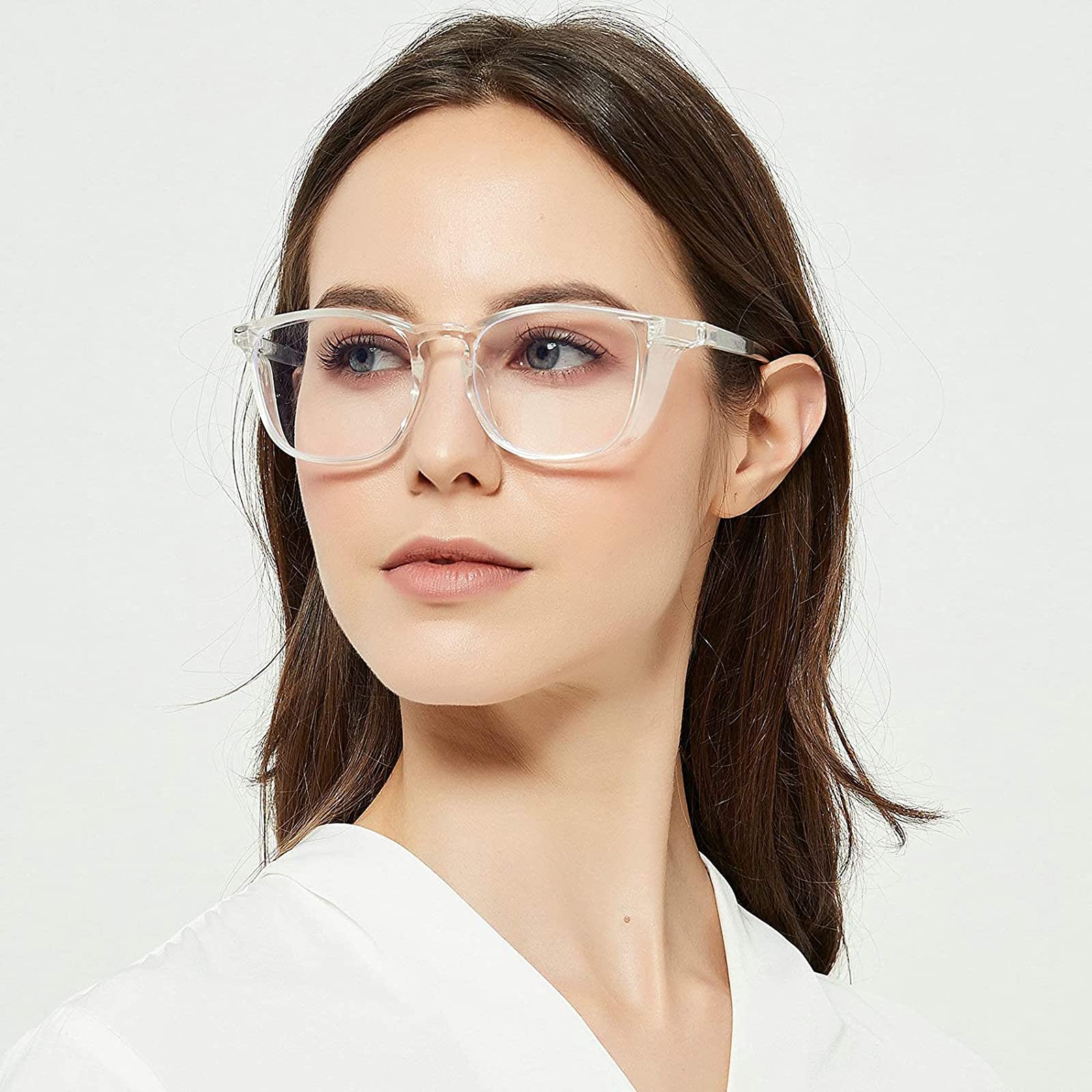SeeBand Safety Glasses Anti Fog Round Clear Safety Goggles Scratch Resistant with Blue Light Blocking Glasses for Women Men (2 Pack Clear + Black)