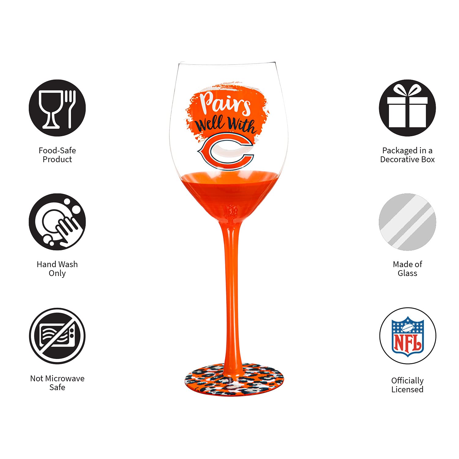 Team Sports America Chicago Bears, 17oz Boxed Stemware