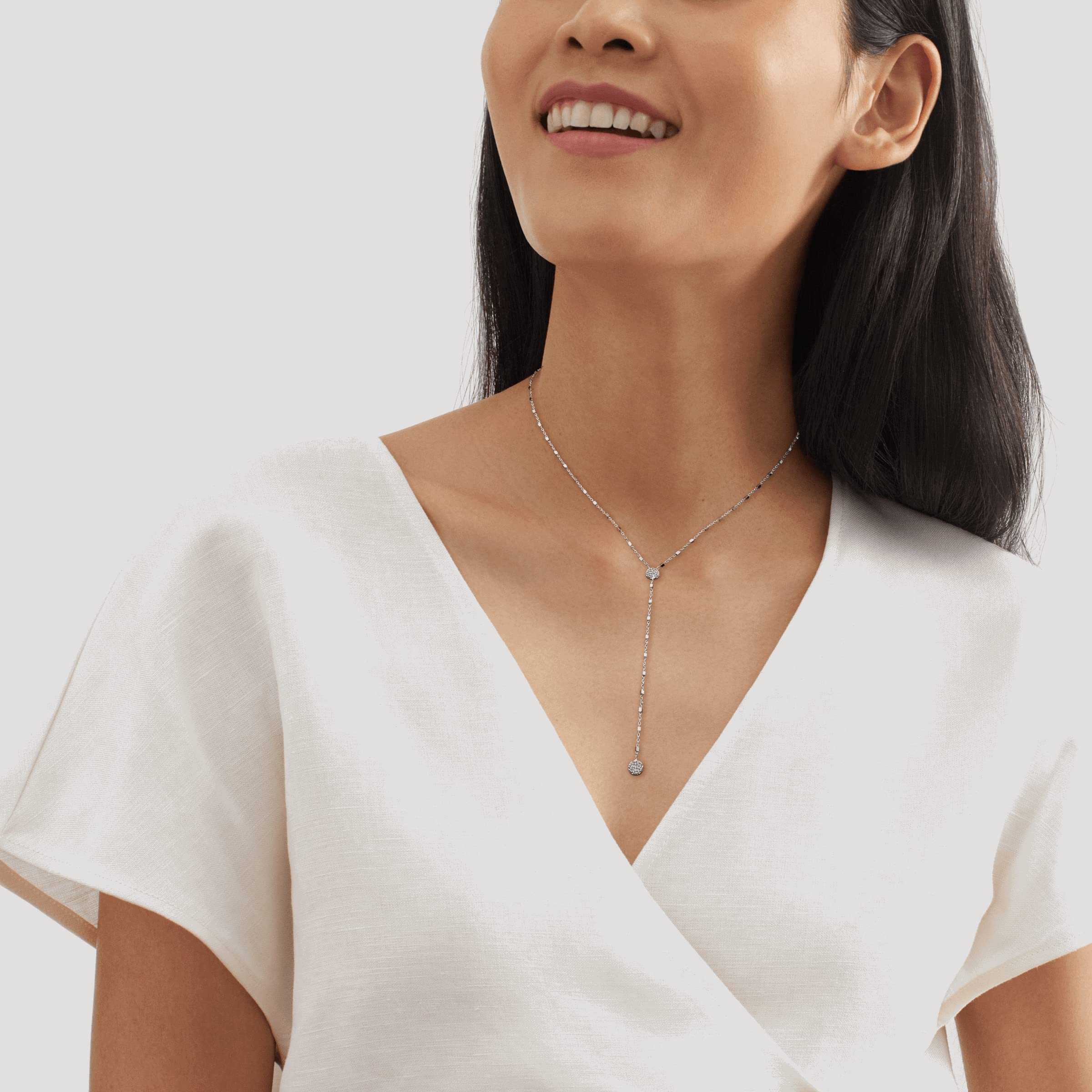 Silpada 'Crystal Falls' Cubic Zirconia Lariat Necklace in Sterling Silver, 16" + 2"