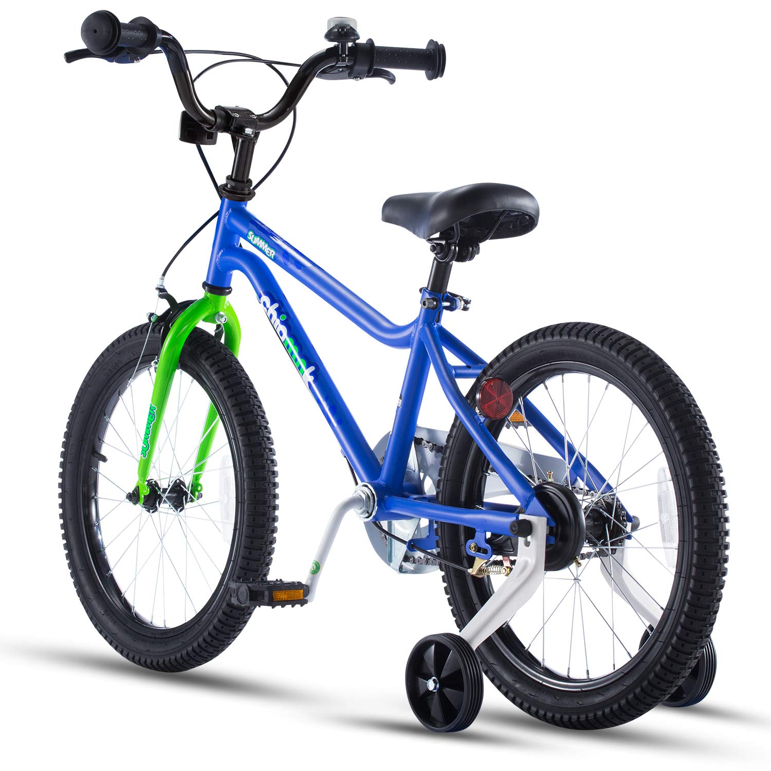 RoyalBaby Summer Kids Bike 18 Inch Boys Bicycle with Training Wheel Dual Handbrakes Ages 5-9 Years, 18" Blue