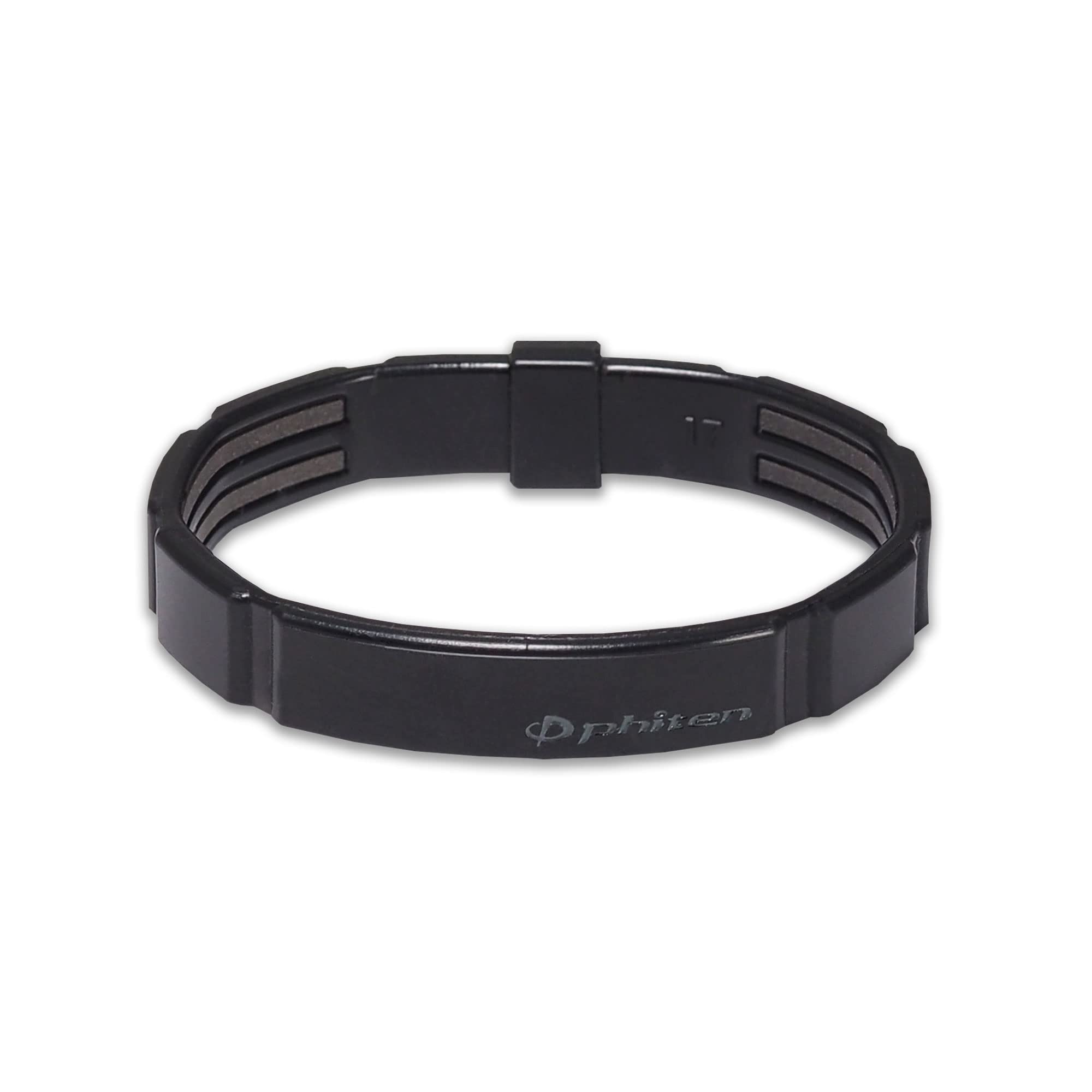 Phiten Metax Modulus Bracelet - Sports Waterproof Silicone Bracelet Wristband for Alternative Healing - Power Elastomer Zone with Metax Technology Spheres - Black, 7.5 Inch