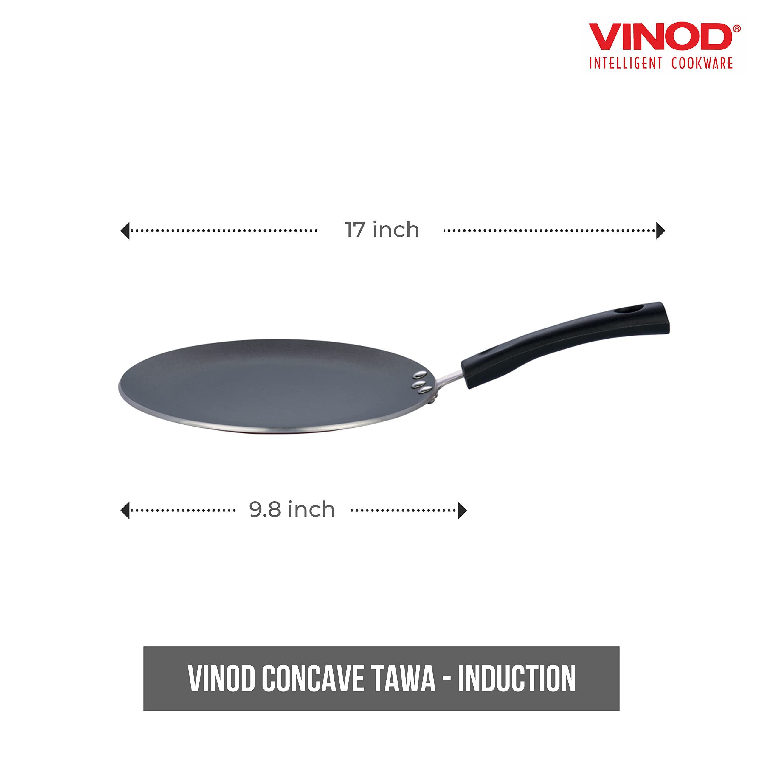 Vinod 25 cm Nonstick Induction Concave Tawa, 10"