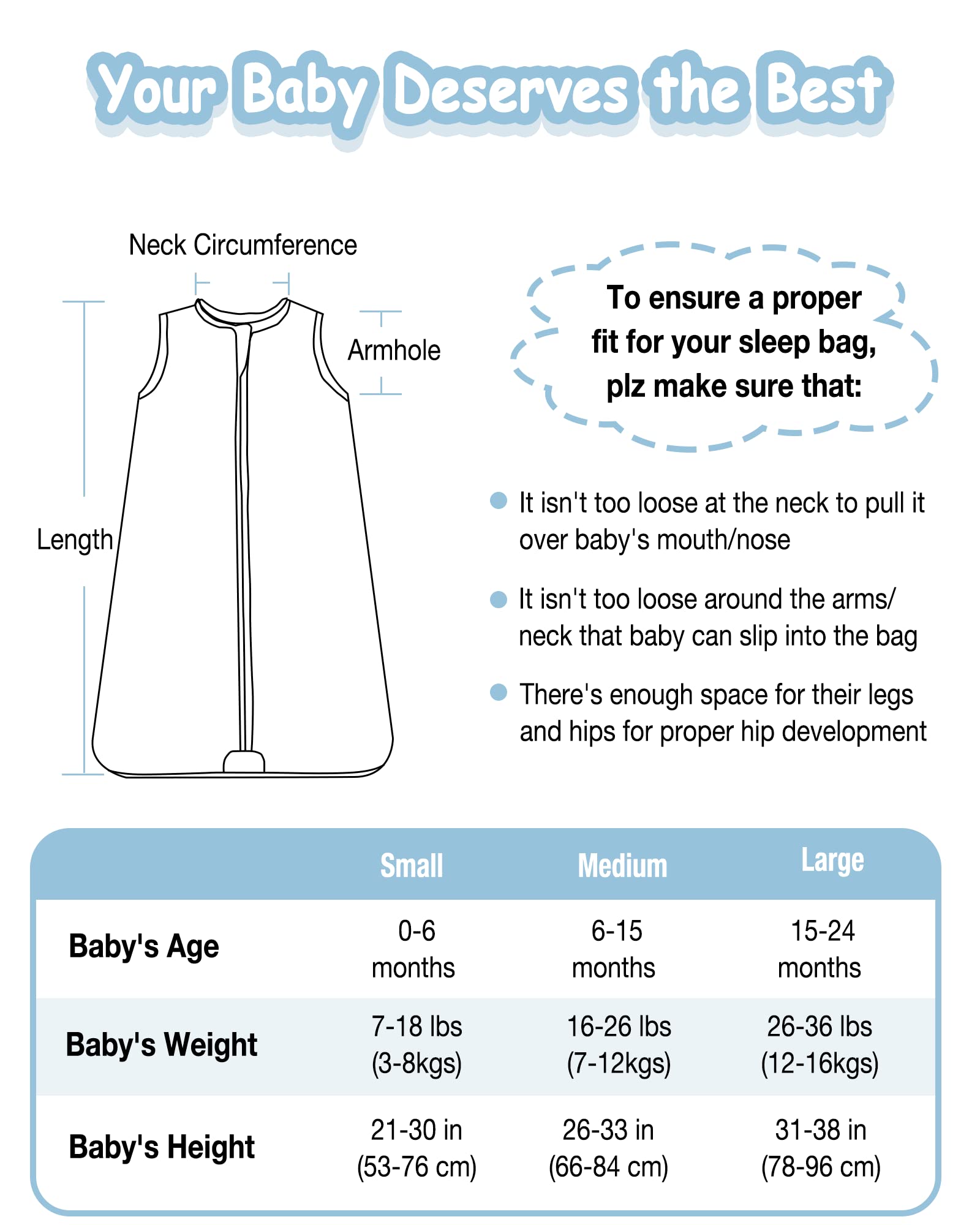 TOTBASIC Baby Sleep Sack 2-Pack, Light & Soft Unisex-Baby Wearable Blanket, 2-Way Safe Zippers Sleepsack for Babies 0-3-6-12-18-24 Months 0.5 TOG