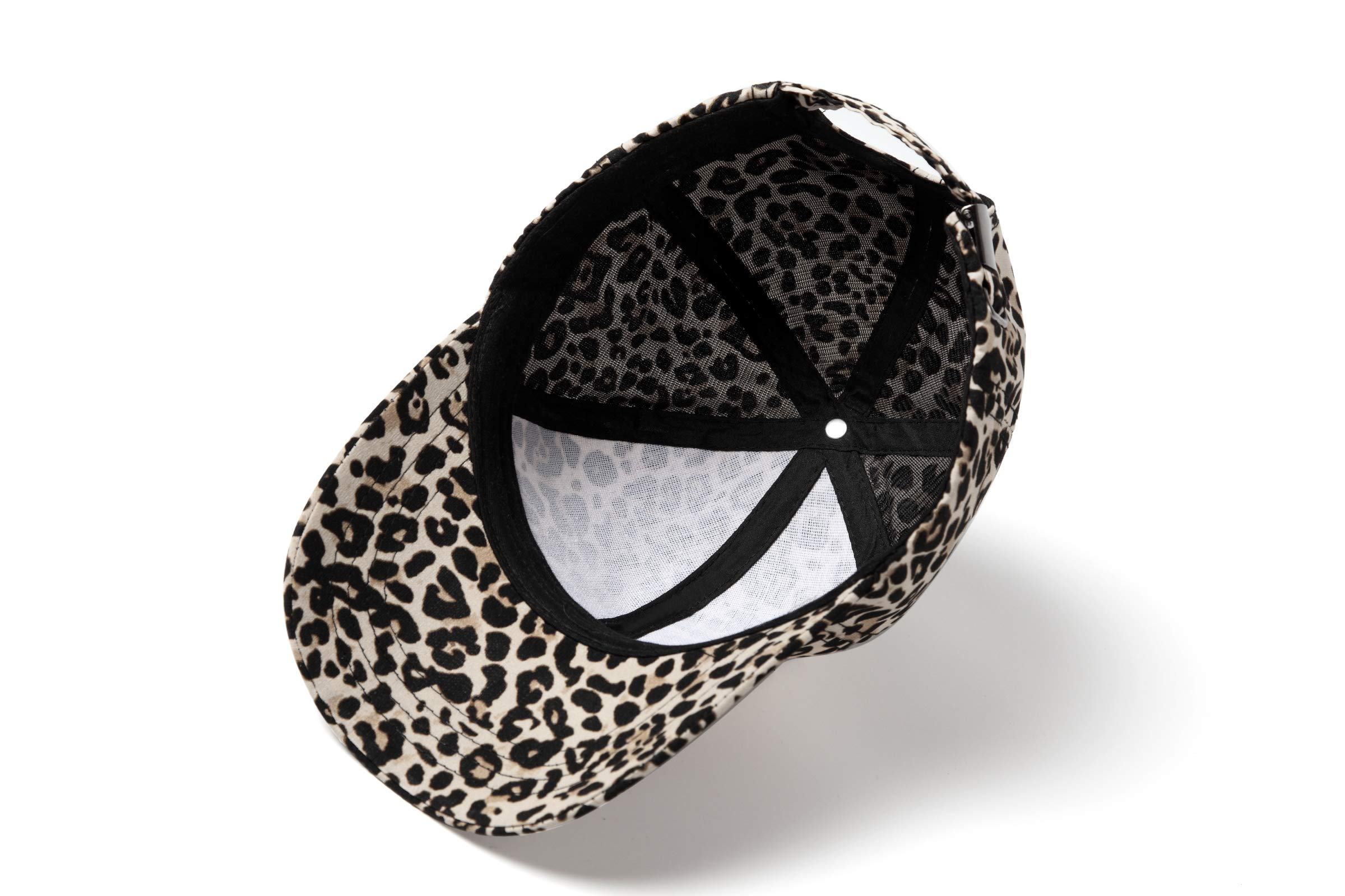 Nabegum Womens Adjustable Leopard Cheetah Print Bun Dad Hat Baseball Cap