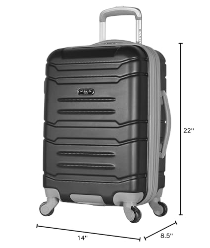 Olympia Denmark 21 Inch Expandable Carry On 4 Wheel Spinner Multiple Grip Luggage Suitcase with Aluminum Locking System and Interior Divider, Laptop compartment, Black