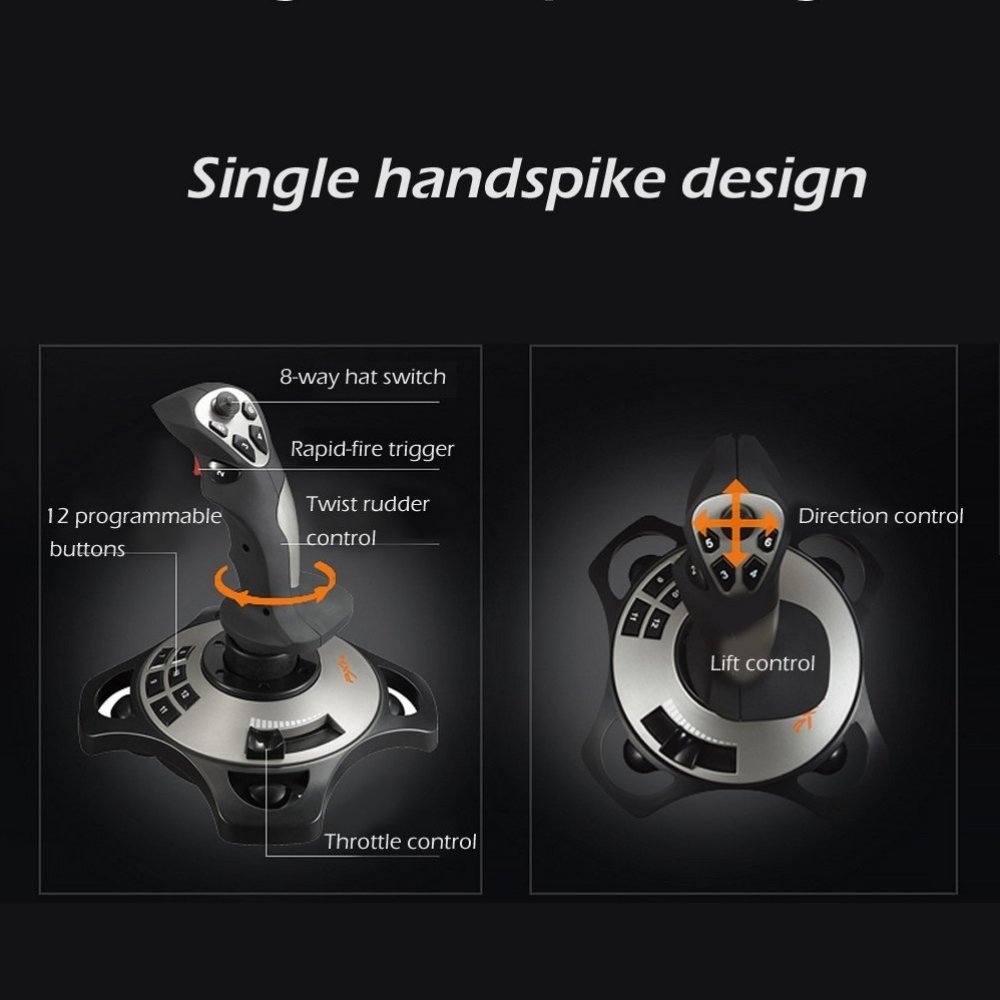 PC Joystick, USB Game Controller with Vibration Function and Throttle Control, PXN 2113 Wired Gamepad Flight Stick for Windows PC/Computer