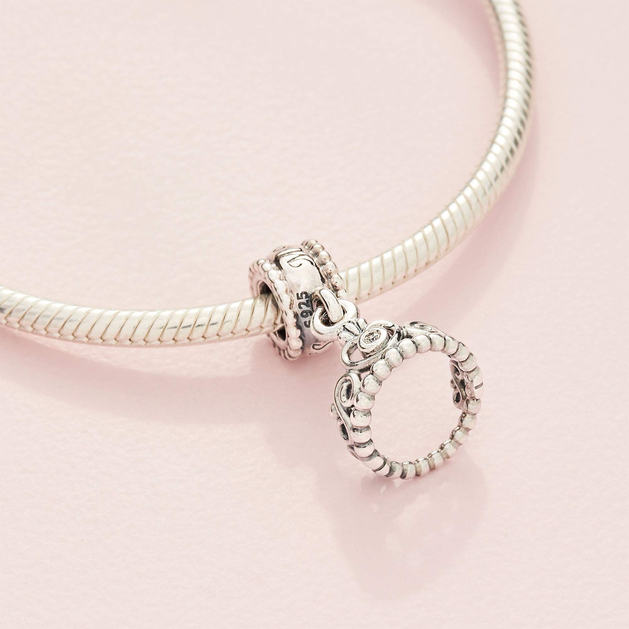 Pandora Jewelry Princess Tiara Crown Dangle Cubic Zirconia Charm in Sterling Silver