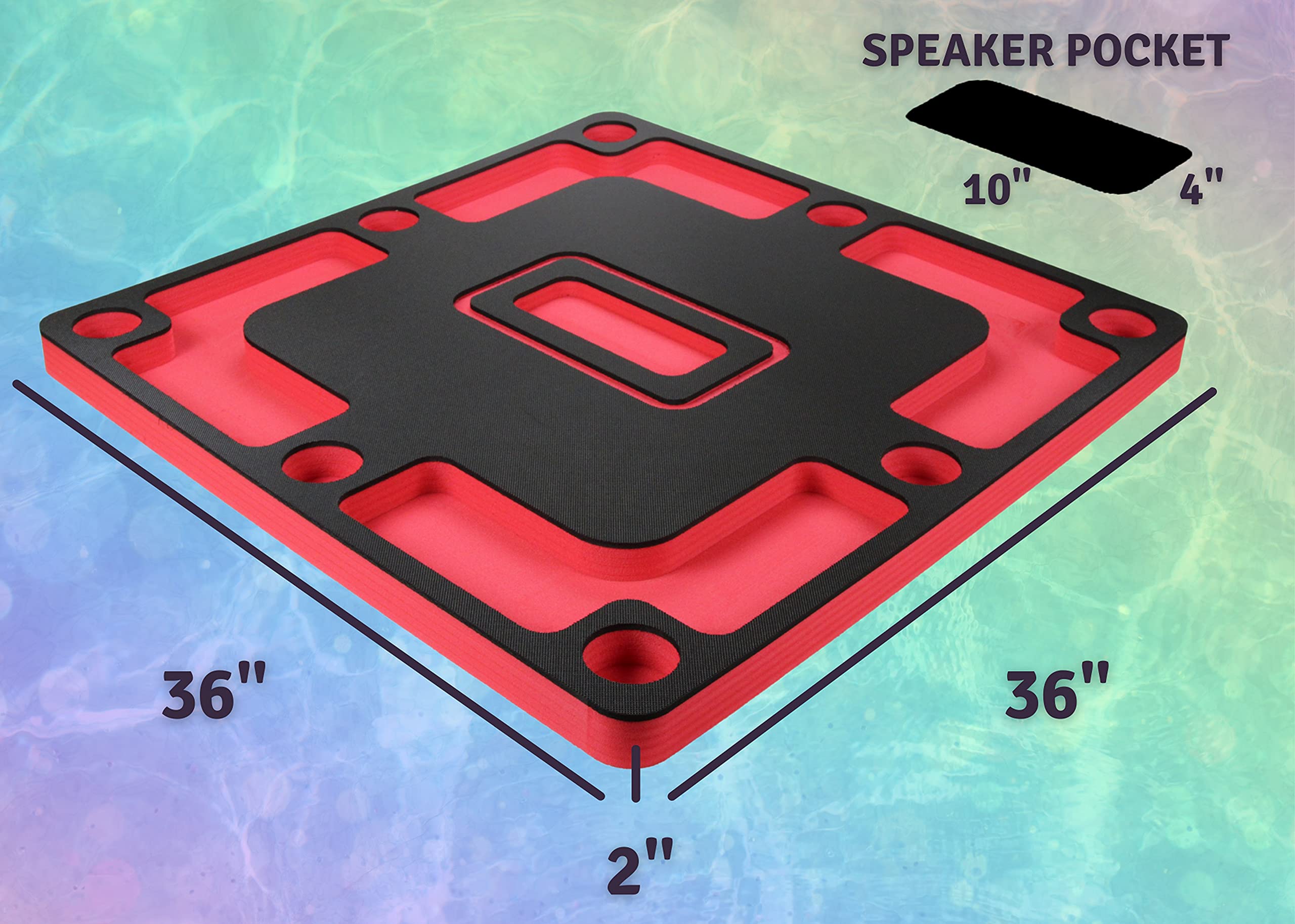 Polar Whale Floating Waterproof Red Black Speaker Table Party Tray Drink Holders for Swimming Pool or Beach Float Durable Foam UV Resistant Compatible with JBL Bluetooth Charge FLIP and More 36 Inch
