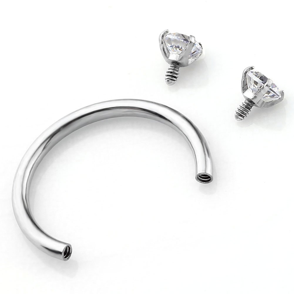 PiercingJ 2-6pcs 16G Clear Cubic Zirconia Stainless Steel Horseshoe Hoop Multi-functional Captive Ring for Nose Daith Lip Eyebrow Nipple Ear Cartilage Helix Septum