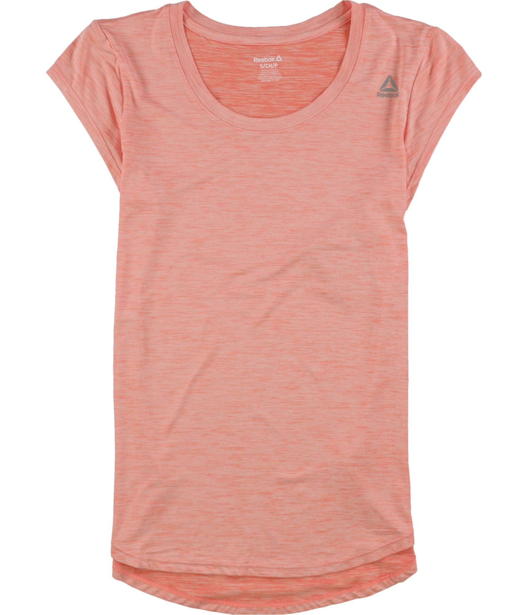 Reebok Womens Marled Jersey Basic T-Shirt, Orange, Small