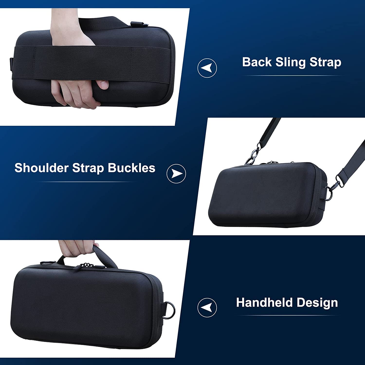 Xiufavty Steam Deck Carrying Case with Deeper Space & Sling Strap, Built-in Power Bank/AC Charger/Dock Storage, Elastic Belt Hard Shell Travel Carry Case Bag for Steam Deck with Any Protective Case