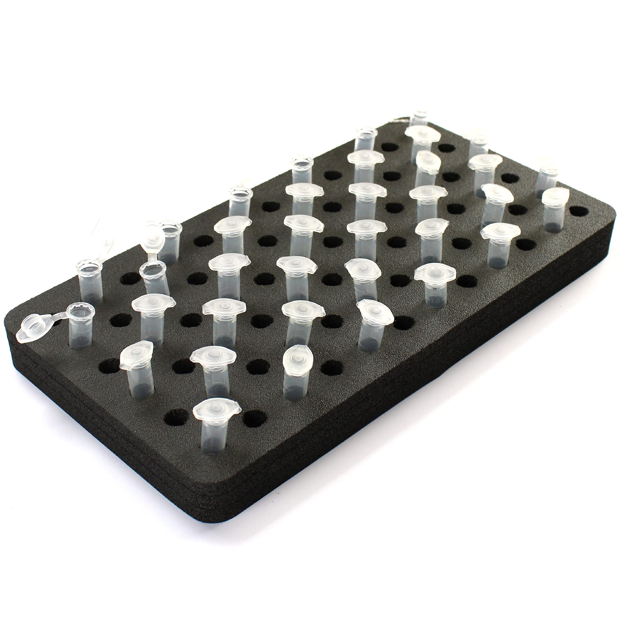 Polar Whale Test Tube Rack Durable Black Foam Storage Holder Organizer Stand Transport Holds 72 Tubes Fits up to 11mm Diameter