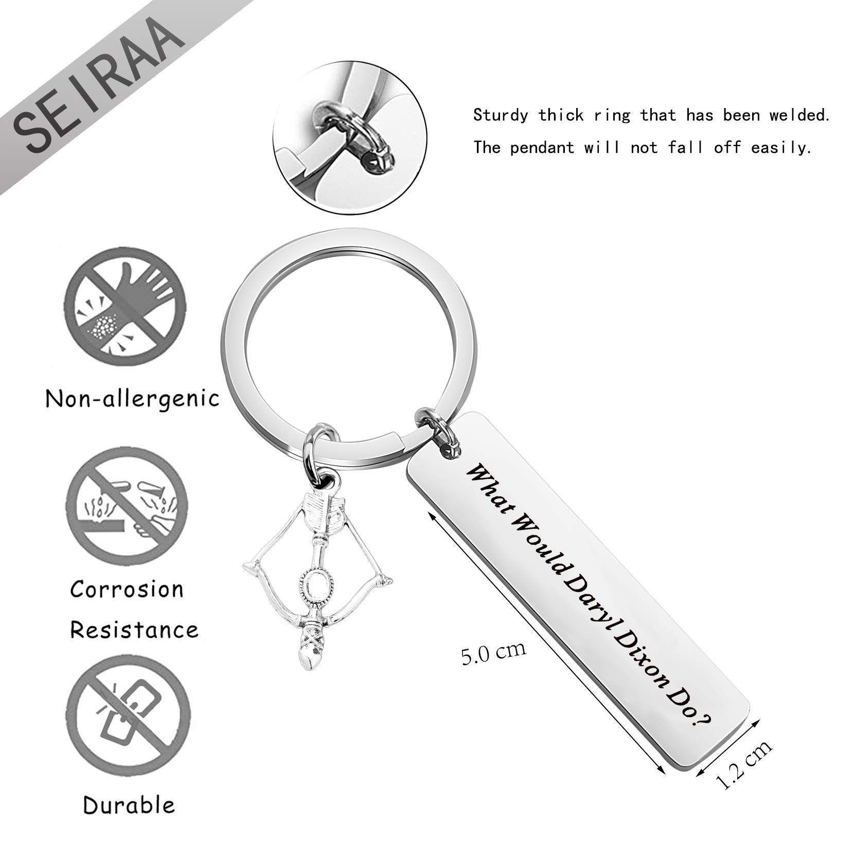 SEIRAA TWD Inspired Gifts TWD Fans Gift Zombie Apocalypse Keychain What would daryl dixon do Keychain (Walking Keychain)
