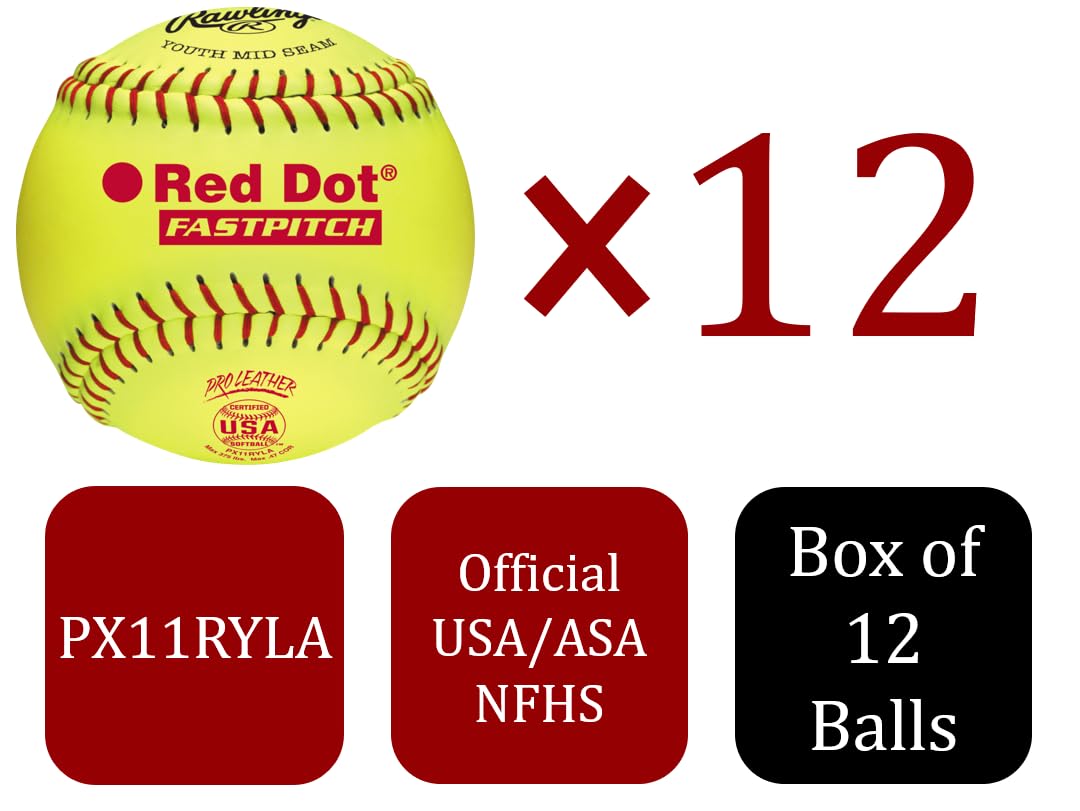 Rawlings | Official RED DOT Fastpitch Softball | 11" USA / ASA | PX11RYLA | 12 Count