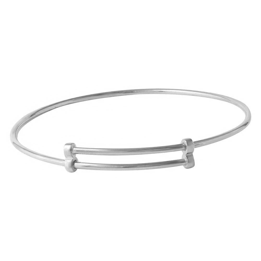 Sterling Silver 925 Expandable Bangle Bracelet Adjustable Plain Charm Bracelet Unique Silver Jewelry for Women & Girls Everyday Wear Bangle for 7" to 8" Wrist Size