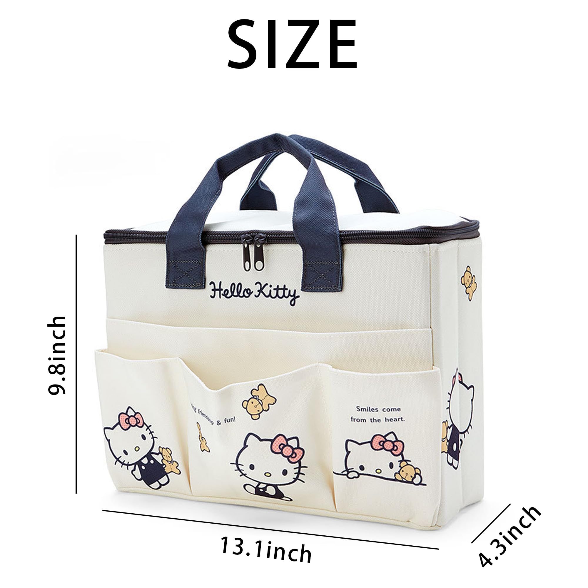 Rpavutz Cute Canvas Tote Bag, 4-Pockets Utility Sturdy Handbag with Top Zipper Closure, Gift for Working Women