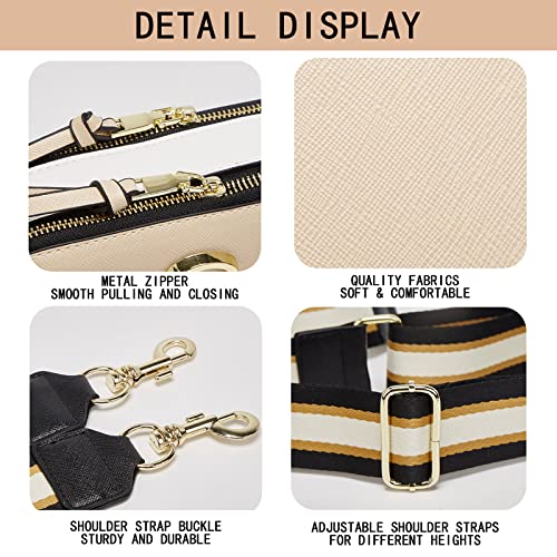 velocitybyte Crossbody Bags for Women,Small Crossbody purses Bag, Trendy Wide Strap Handbags, Leather Shoulder Bag With double layer zip (White)