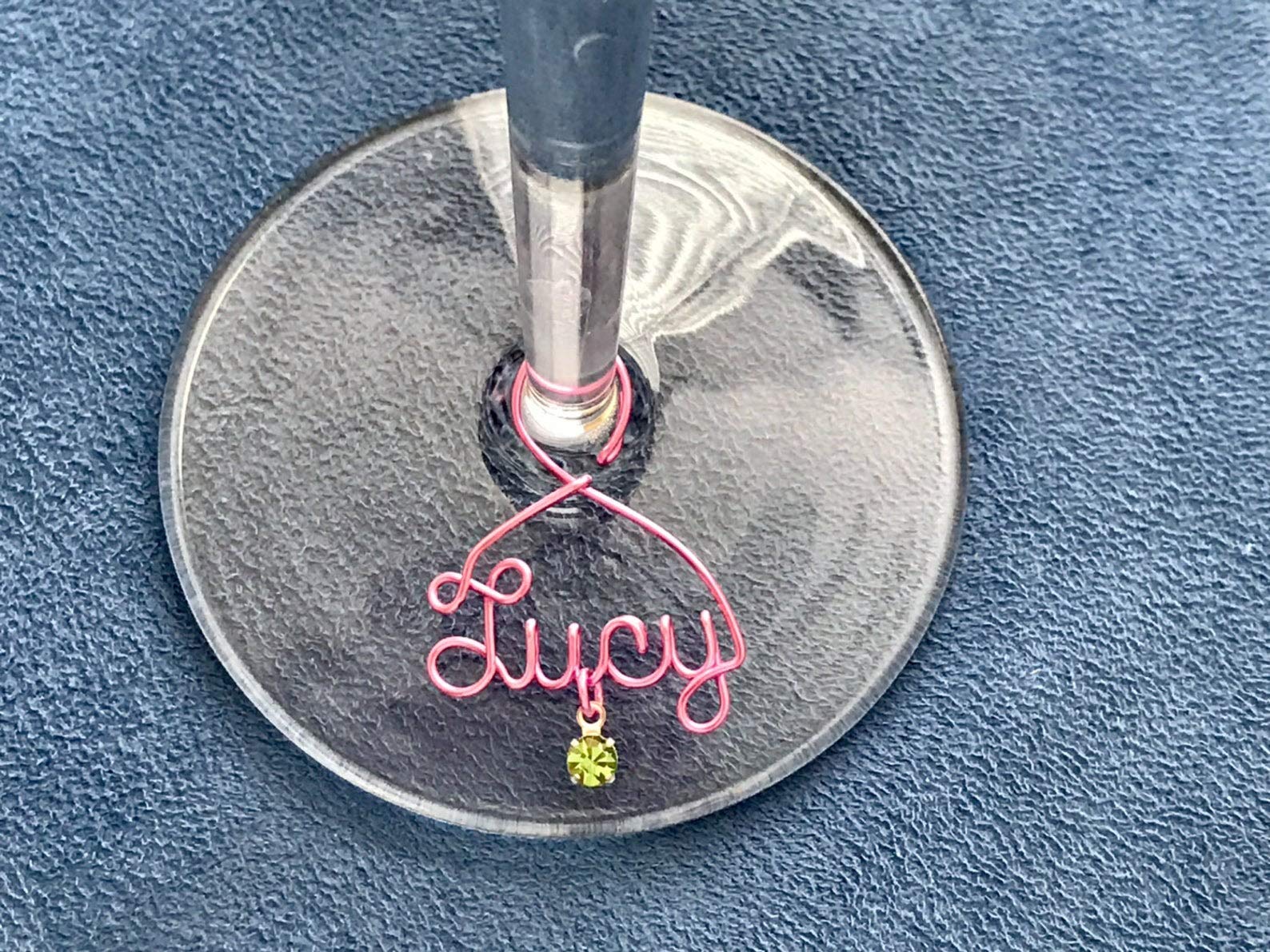 Personalized Wine Charm~Wine Glass Charm~Wire Name~17 pretty colors to choose from~Swarovski Birthstones~Handmade~Unique Gift for the Wine lover in your life