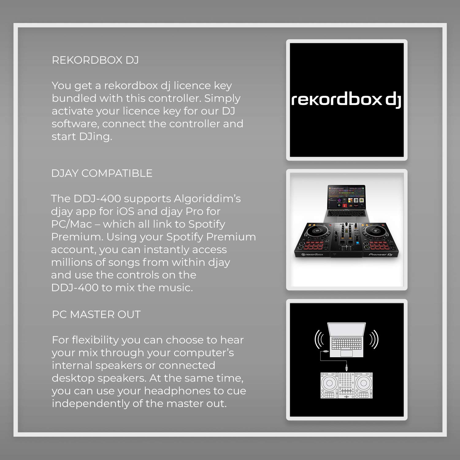 Pioneer DJ DDJ-400-S 2-Channel DJ Controller for Rekordbox DJ, Silver