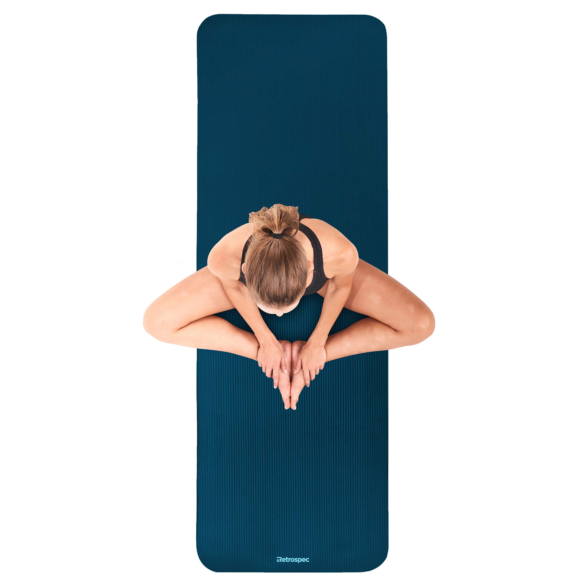 Retrospec Solana Yoga Mat Thick w/Nylon Strap for Men & Women, Ocean Blue, 1/2 inch