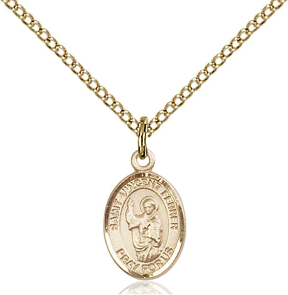 Patron Saints by Bliss 14K Gold Filled Saint Vincent Ferrer Petite Charm Medal, 1/2 Inch