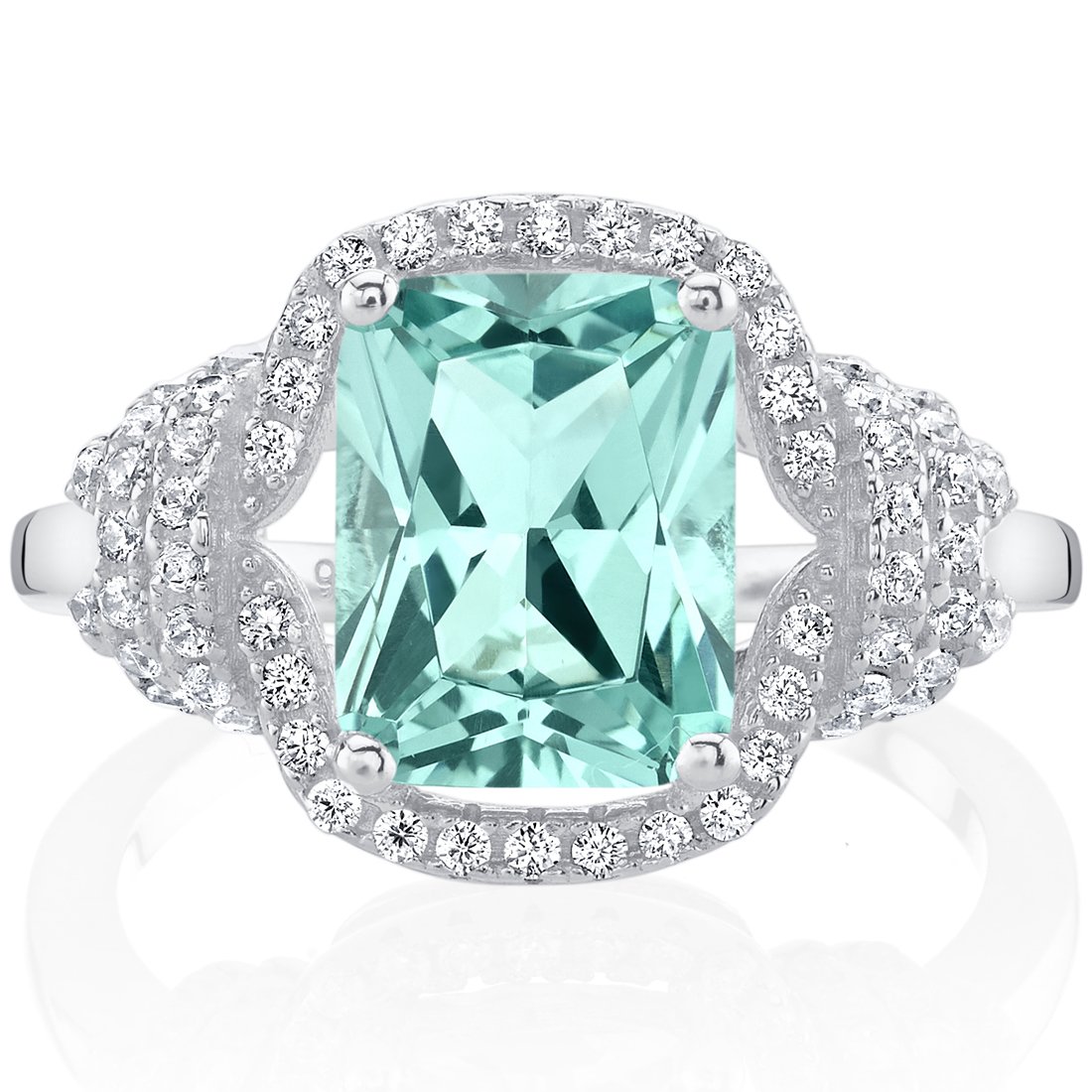 PEORA Simulated Paraiba Tourmaline Sterling Silver Cocktail Ring
