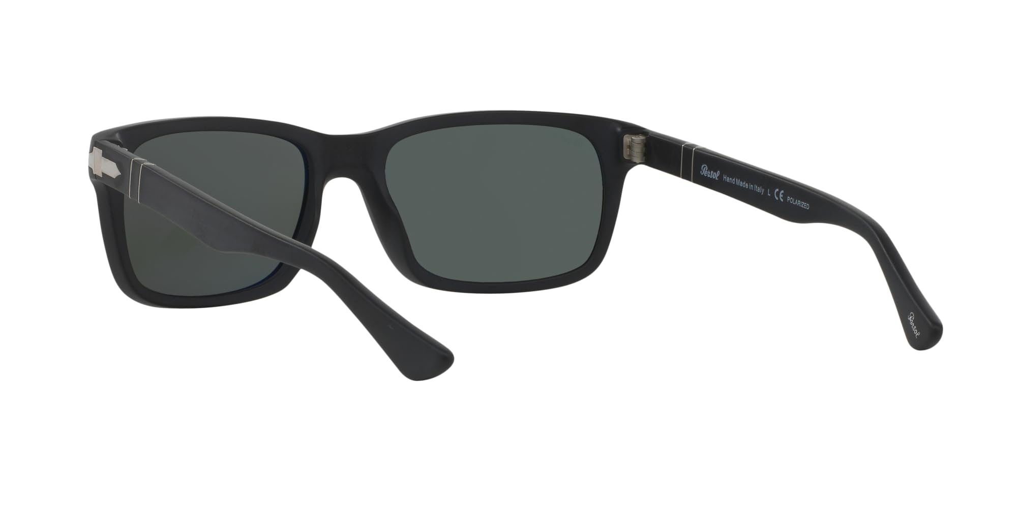 Persol PO3048S Rectangular Sunglasses, Black/Green Polarized, 58 mm