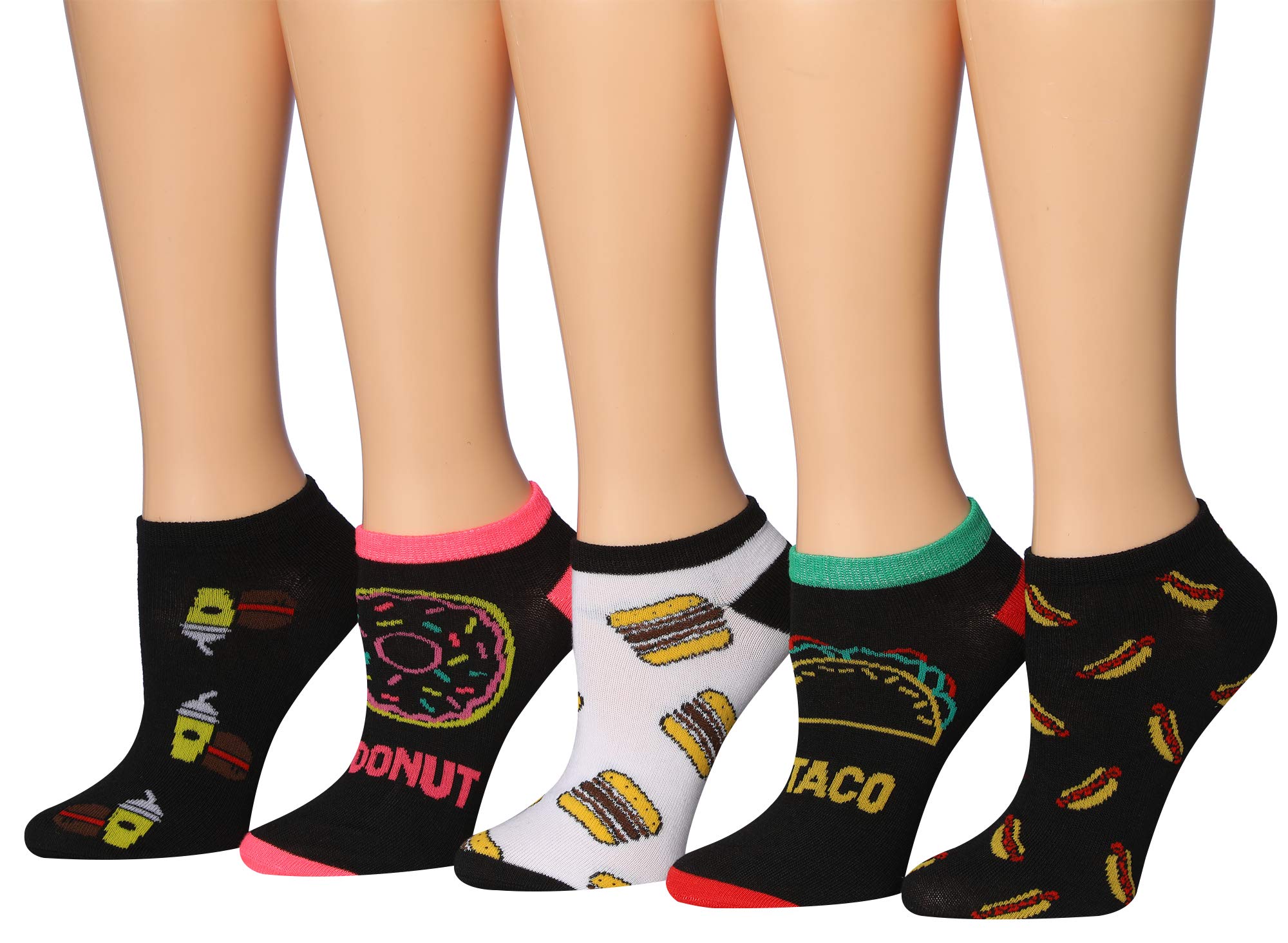 Tipi Toe Women's 20 Pairs Colorful Patterned Low Cut/No Show Socks NS186-AB