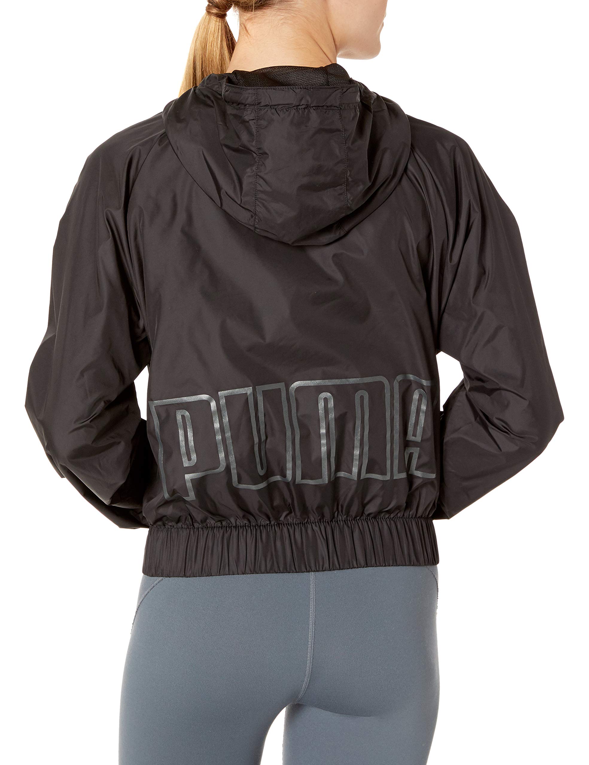 PUMA Women's After Glow Statement Jacket, Black-Titanium Silver, L