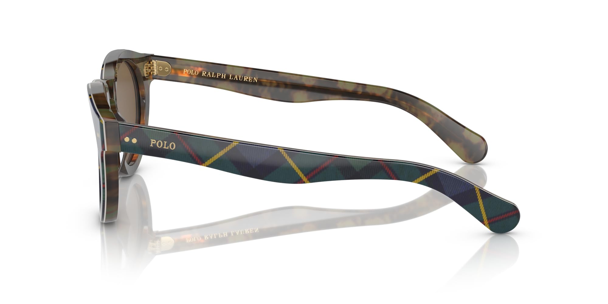 Polo Ralph Lauren Men's PH4165 Round Sunglasses, Shiny Green Havana/Green, 46 mm