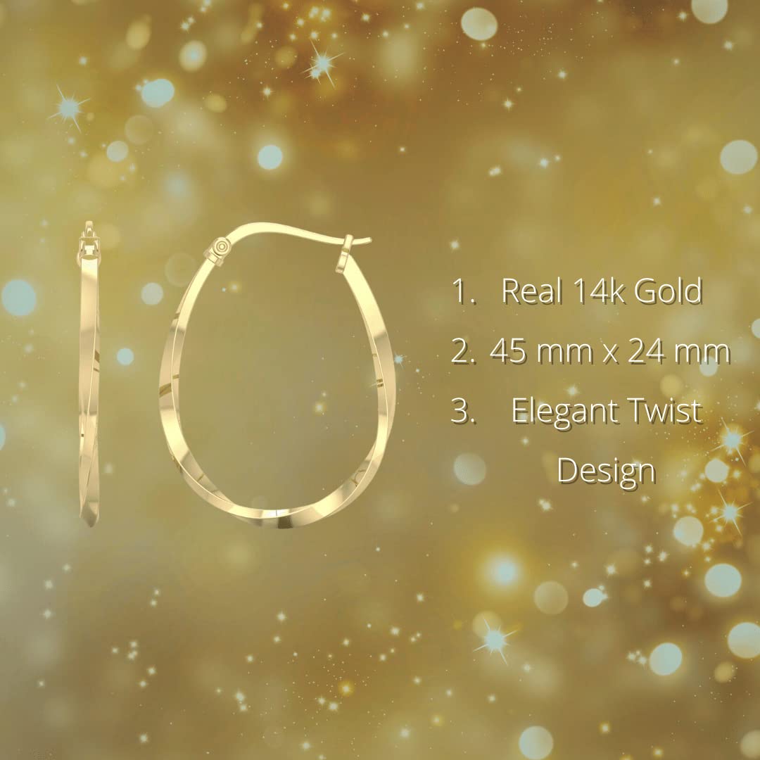 Silver Smile 14 kt Yellow Gold Hoop Earrings For Women| Twisted Gold Hoops Earring Set with Click Clasp Closure|Hypoallergenic | Ideal Gift For Anniversary and Birthday For Her