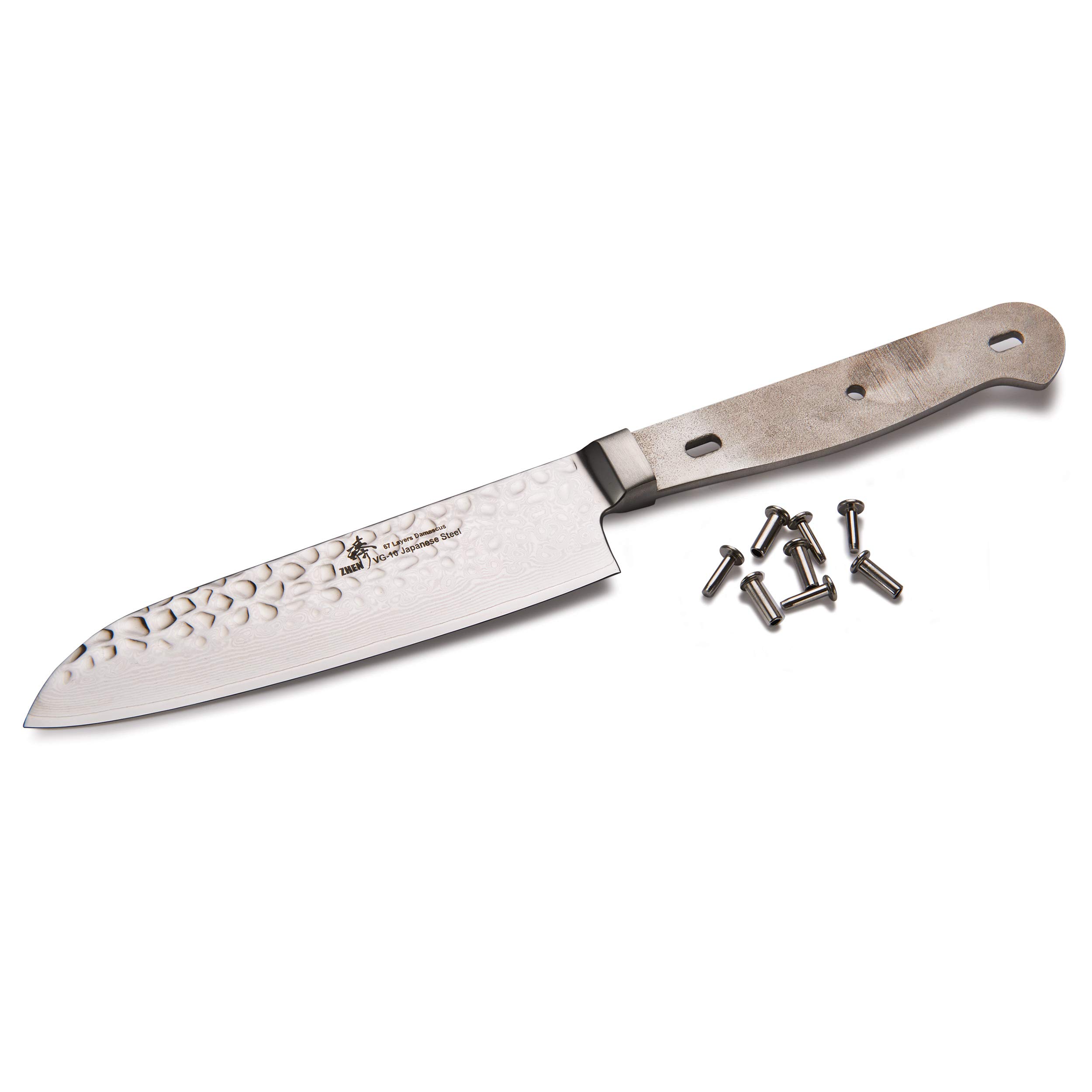 ZHEN Hammered Surface Damascus Santoku 9-1/4" Knife Blank, 4-13/16" L x 5/64" T