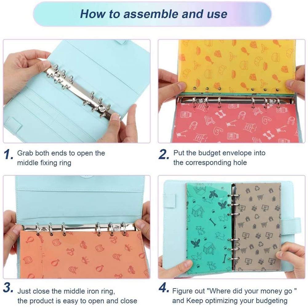 Ticarus 28 Pcs PU Leather Budget Planner Budget Organizer Binder Bank Envelopes System for Budgeting Cash Money Coupon