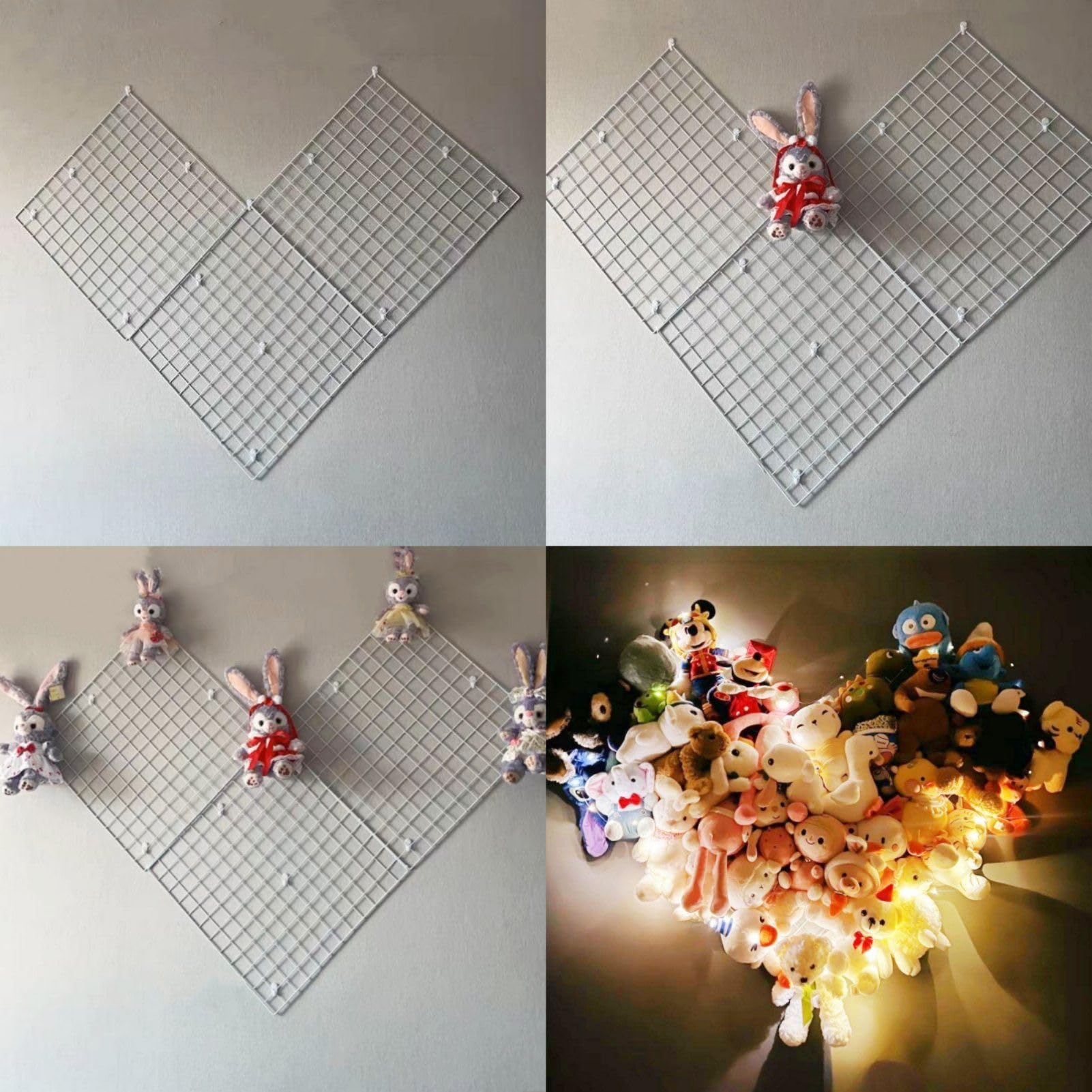 ShaKaLa Stuffed Animal Storage Holder Display Ideas, Hanging Nursery Storage Organizer for Your Plushie Pets with LED Lights 19.69'' *19.69''