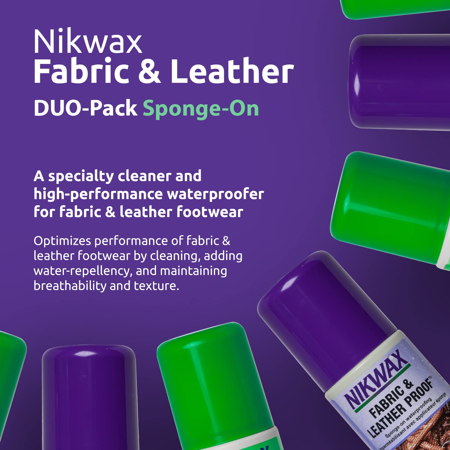 Nikwax Fabric & Leather Footwear Cleaning and Waterproofing DUO-Pack, Sponge-On