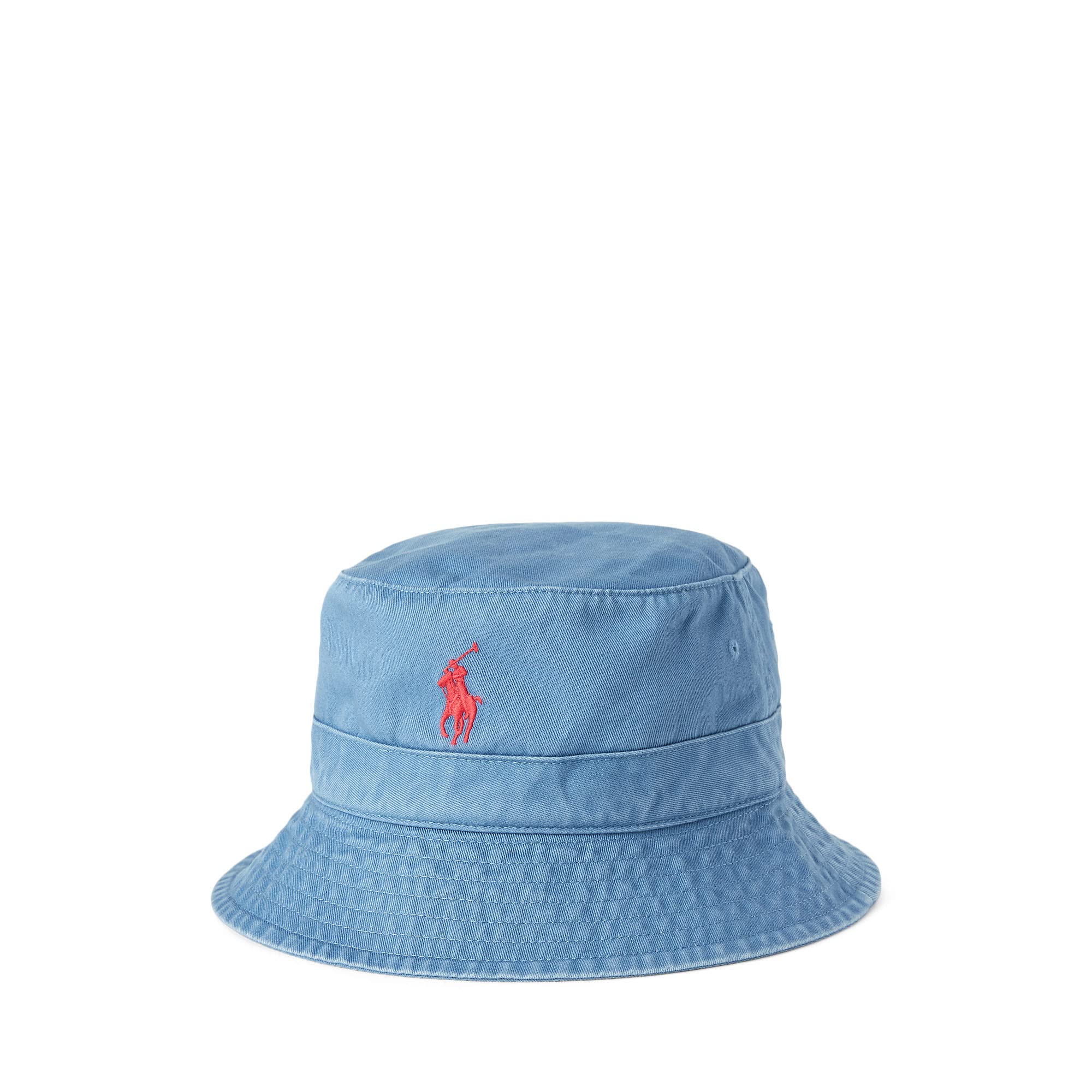 POLO RALPH LAUREN Men`s Chino Bucket Hat (Delta Blue(1002)/Red, Large/X-Large)