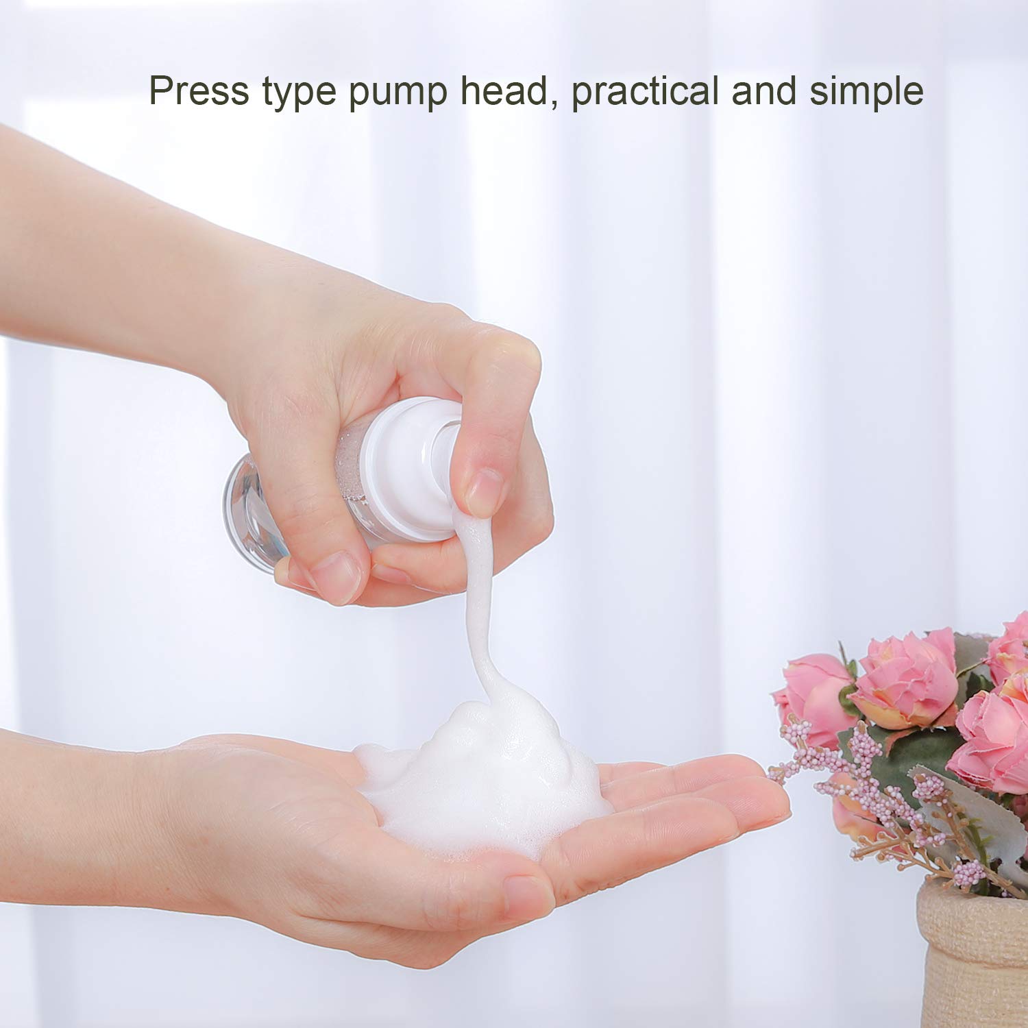 Set of 16 Plastic Foamer Pump Bottle Mini Liquid Foaming Bottles Empty Travel Foam Soap Dispenser for Refillable Travel Hand Soap Foaming, Shampoo, Castile (60ML/2oz)