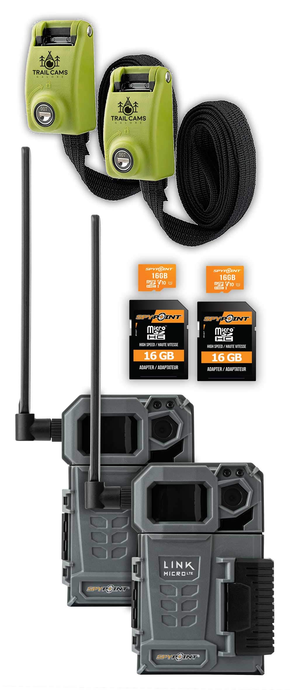 SPYPOINT Link-Micro-LTE Twin Pack of Cellular Trail Cameras 10MP with Two Micro SD Cards and Two Reinforced Straps (Link Micro LTE-V)