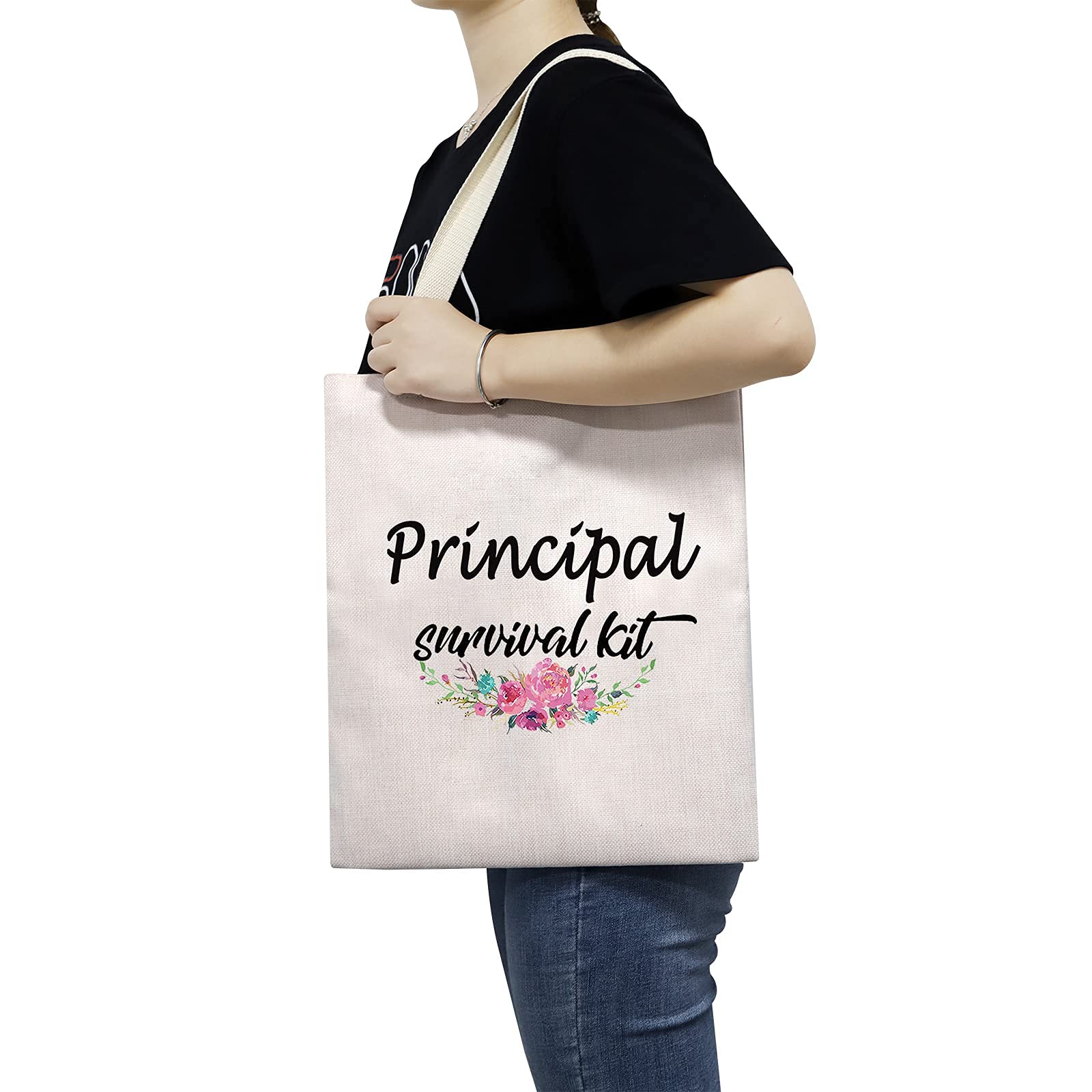 TSOTMO Principal Gift Assistant Principal Gift Principal survival kit Canvas Tote Bag Gift Thank you President Graduation Gift Principal Retirement Gift (Principal canvas)
